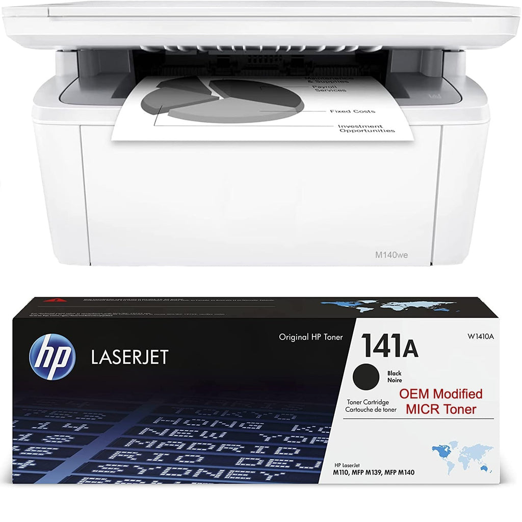 HP M140we LaserJet Check Printer Bundle with 1 OEM W1410A MICR Cartrid ...