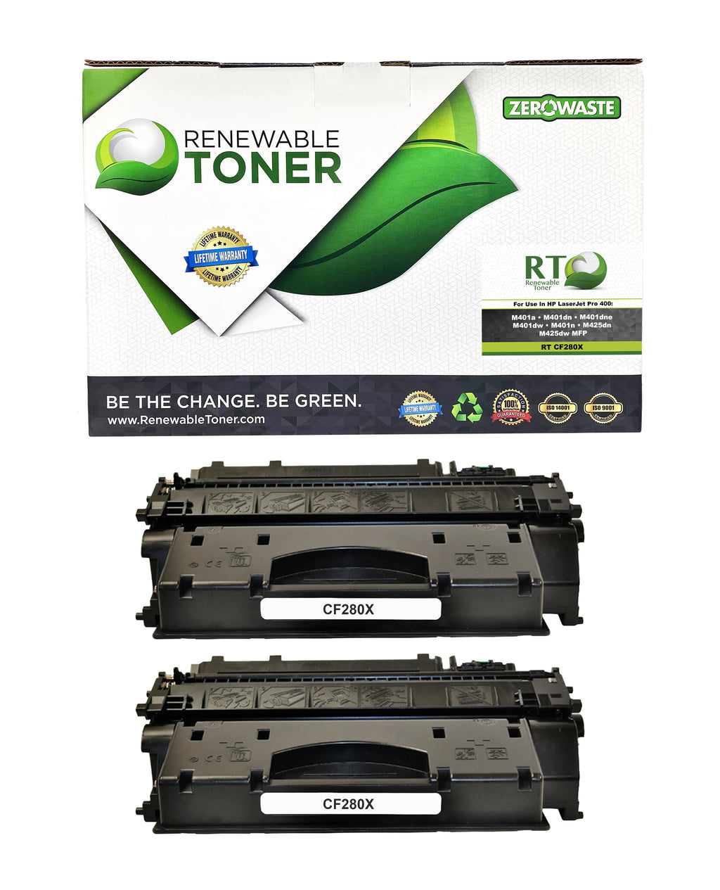 HP 80X / CF280X Toner Cartridge 2-pack | Renewable Toner